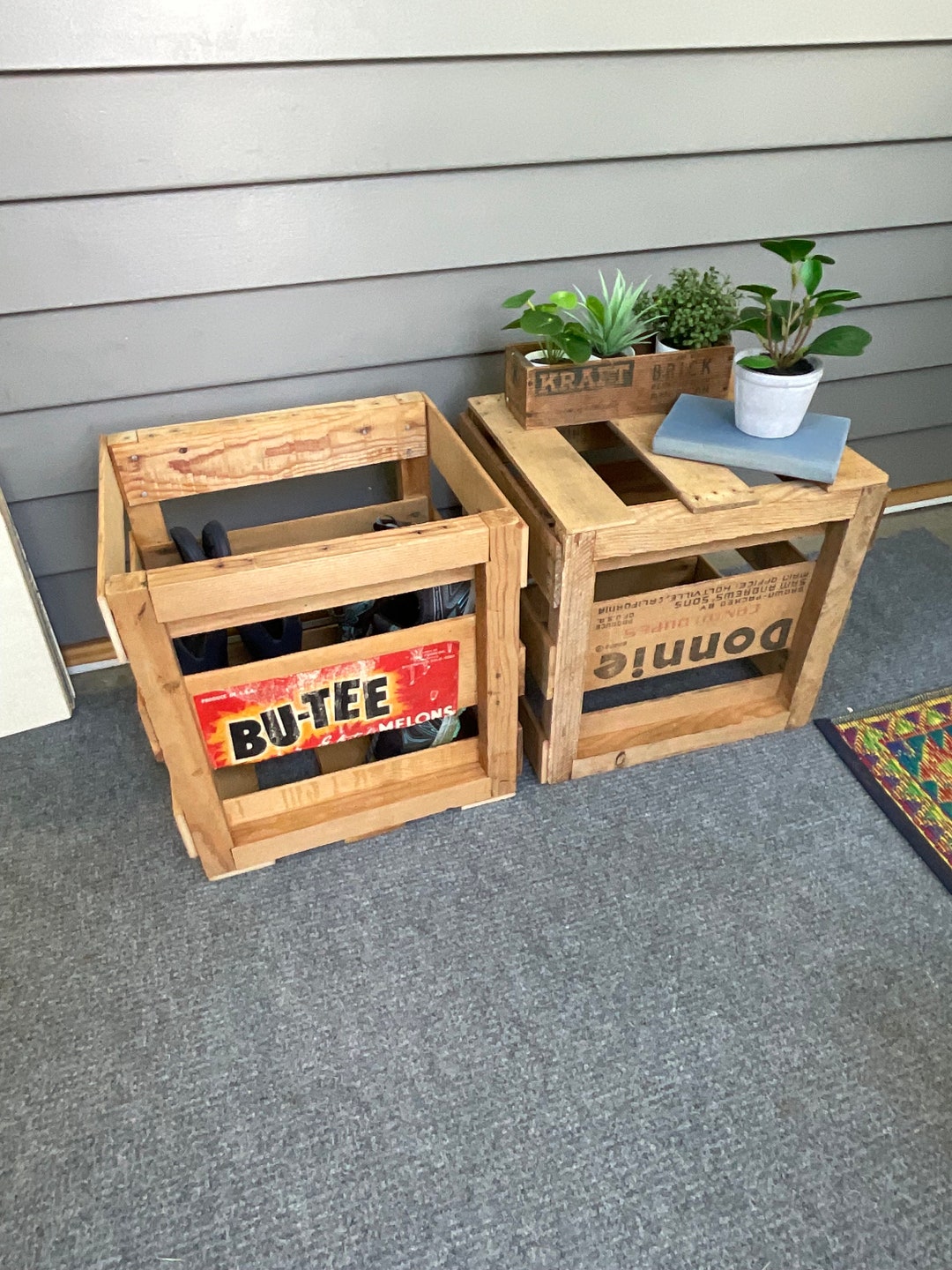Vintage Crate Upcycled Into Knitting Box/file Storage/vinyl Record ...