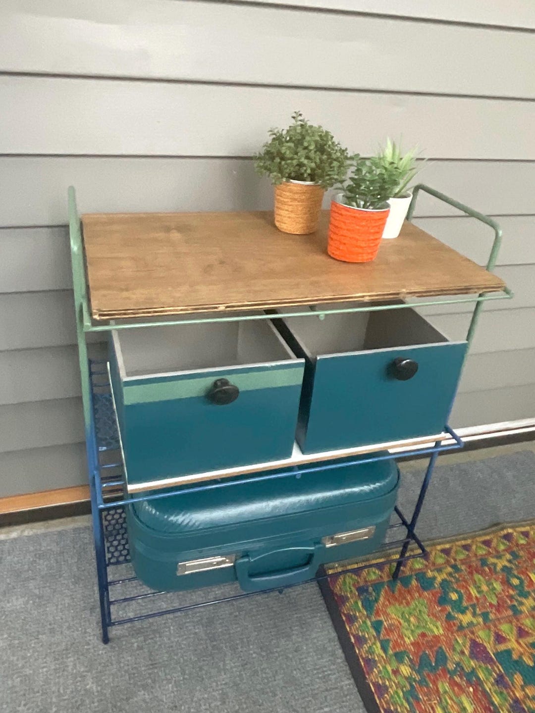 Vintage Wire Book Rack- Mid Century Book Shelf - Portable Bar- Floor ...