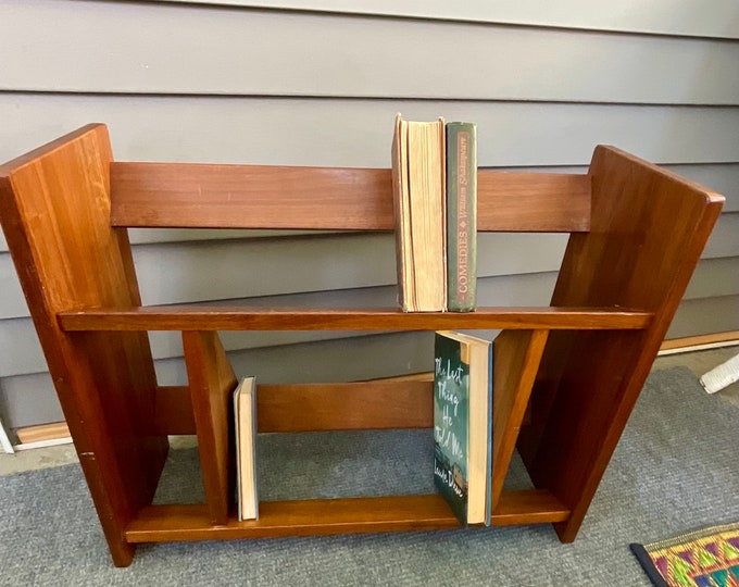 Vintage Wood Book Rack- Mid Century - Magazine Rack- Book Shelf - Table ...