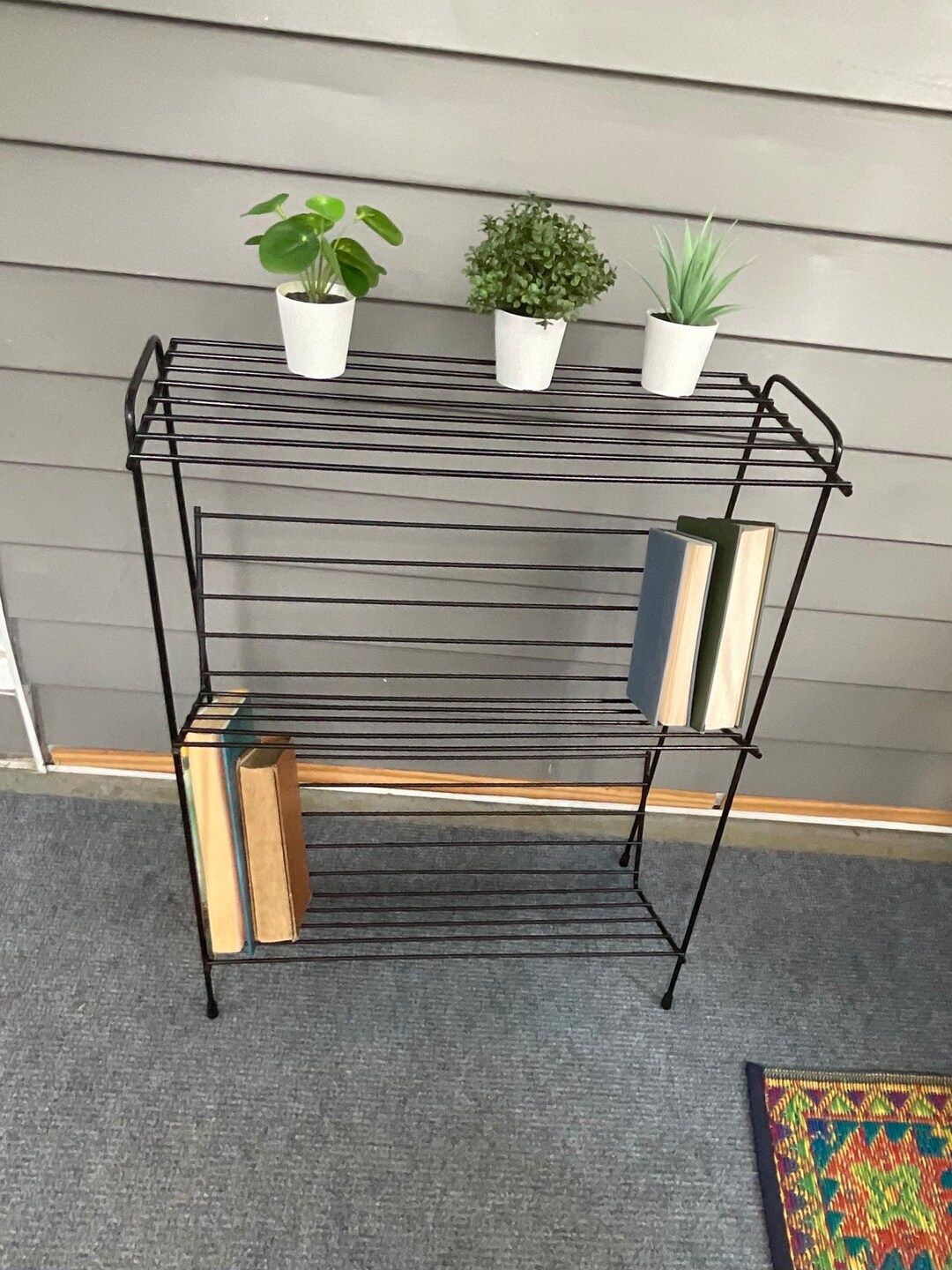 Vintage Wire Book Rack Mid Century Magazine Rack Book Shelf vinyl ...