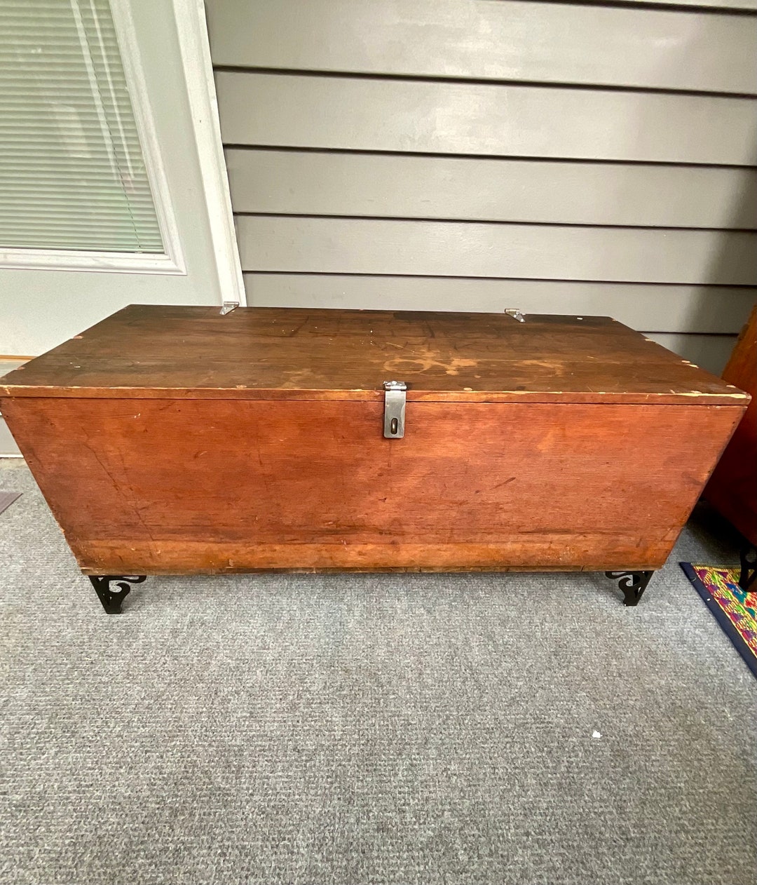 Rustic Wood Trunk-box With Side Handles Industrial coffee Table Vintage ...