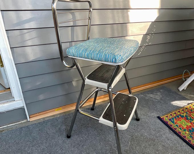 Vintage Cosco Step Stool/ Chair - Flip up Seat-kitchen-crafting Stool ...