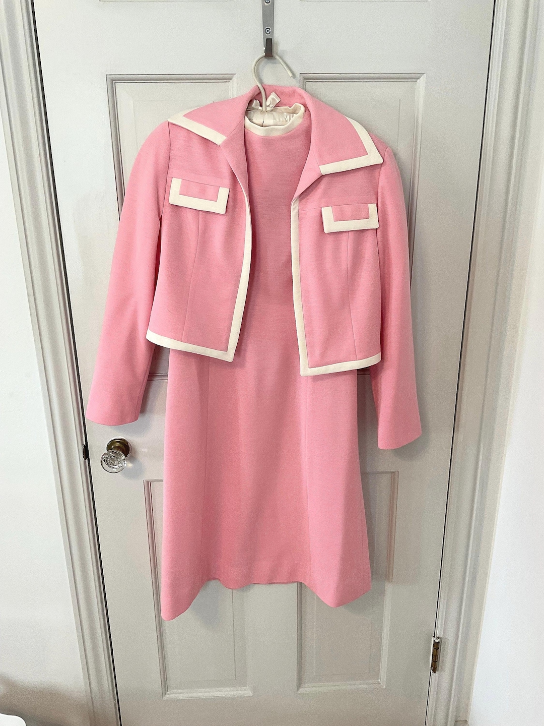 Vintage Pink and White Suit Handmade 2 Piece Outfit Pink Dress With ...