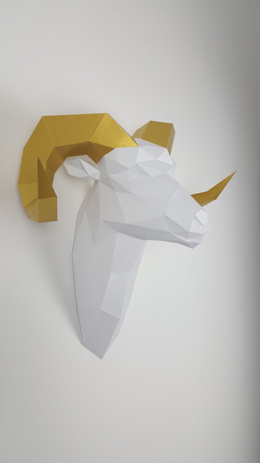 Ram,sheep,goat,horns,gold, Gift, Papercraft, Home Decoration, Paper ...