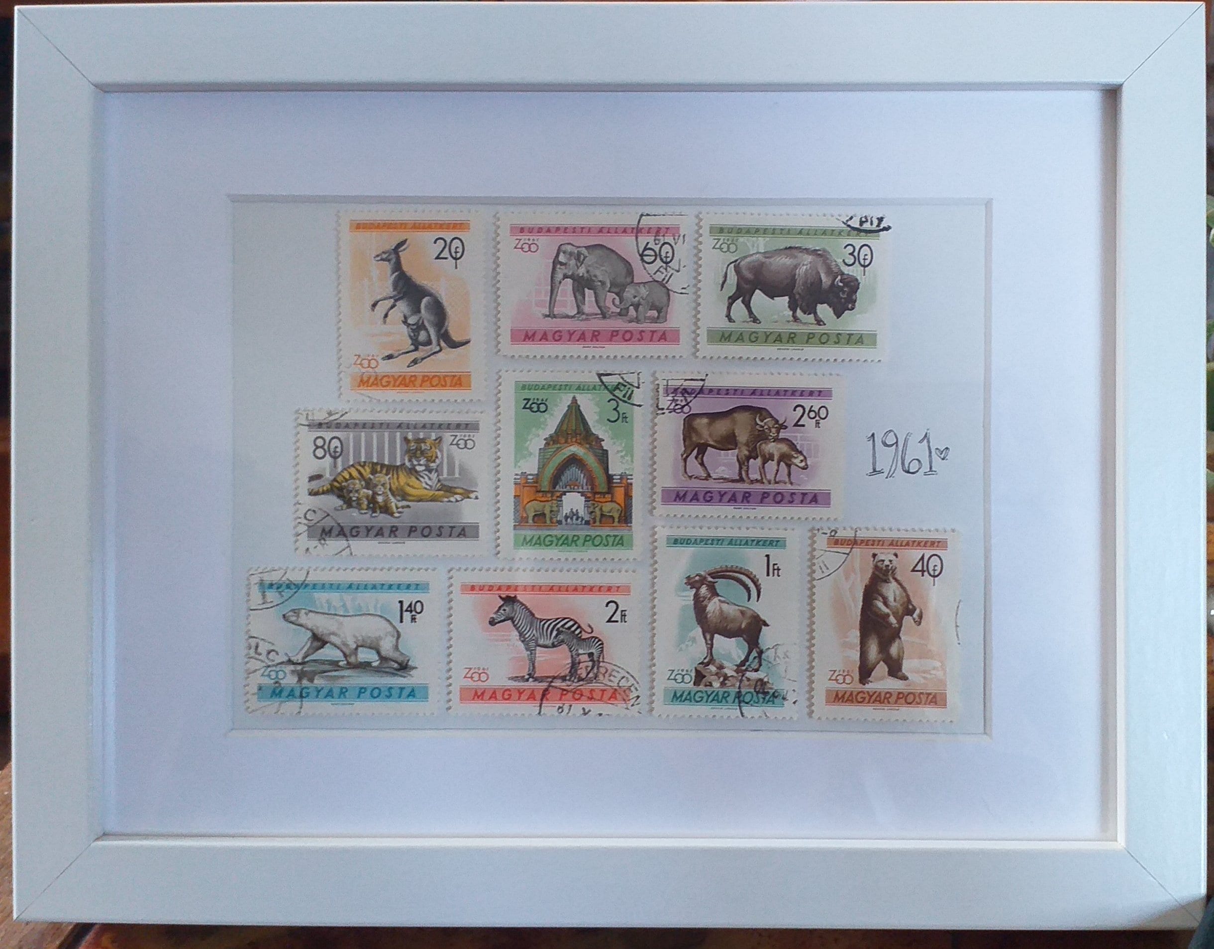 Framed Vintage 1961 Stamp Collection Picture. Zoo Animals - Etsy
