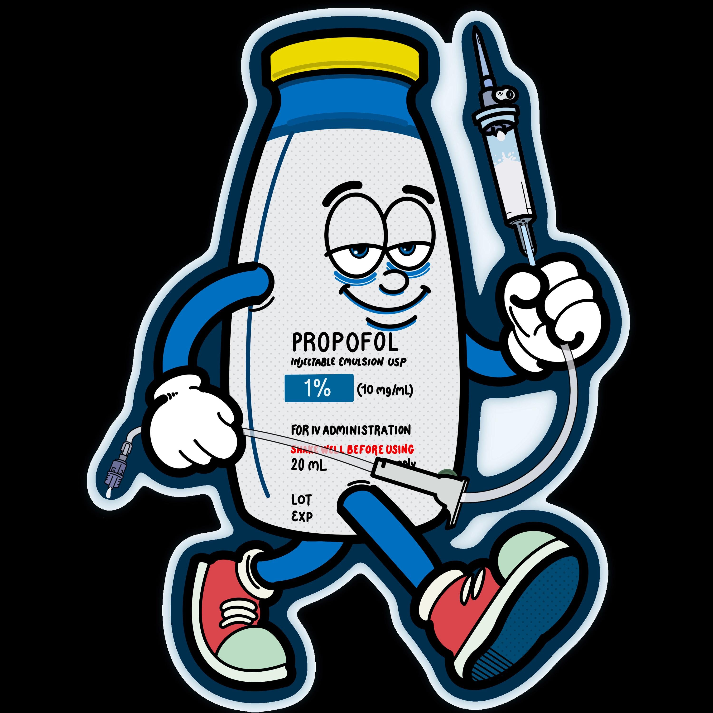 Propofol Pete - Funny Propofol Bottle Cartoon Sticker for Nurses ...