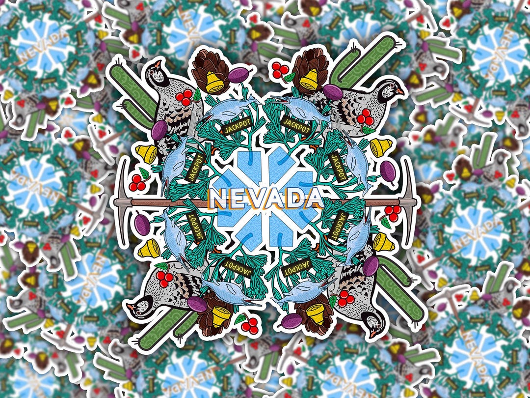 Nevada Mandala Sticker - State Symbol Art With Gambling, Mining, and ...