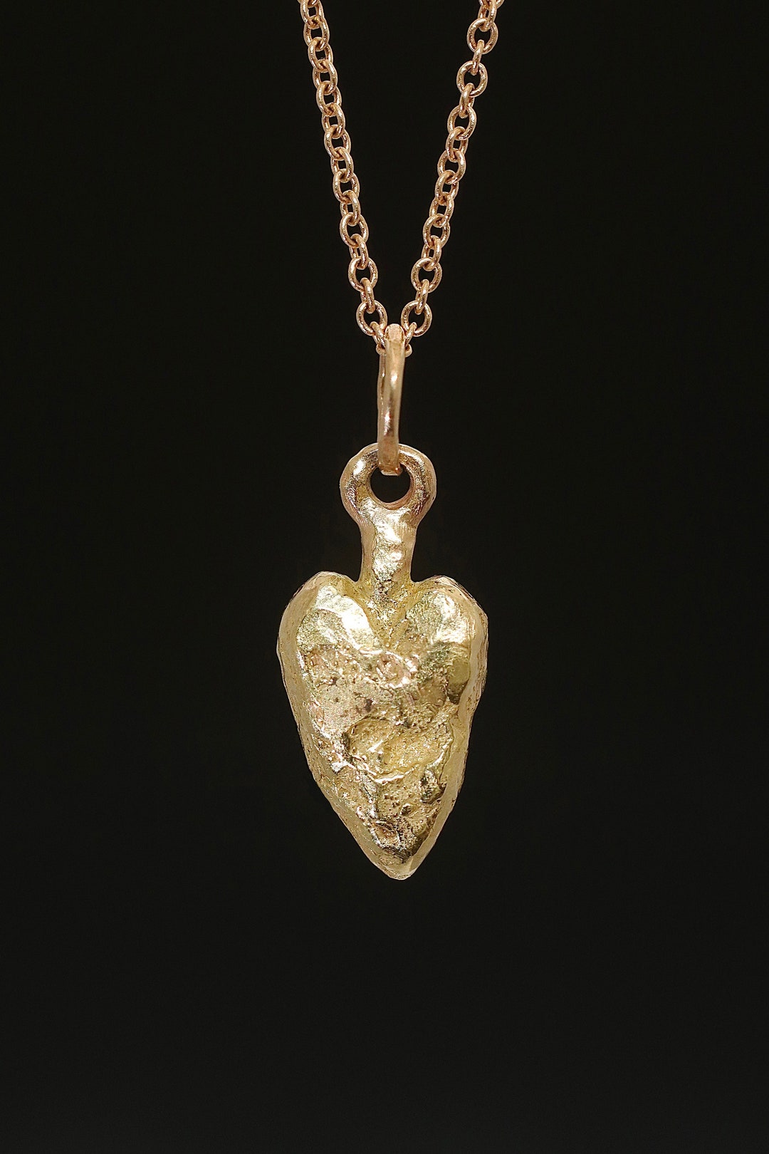 Gold Ancient Hearts Necklace, Handmade Heart Necklace, Handmade Heart ...
