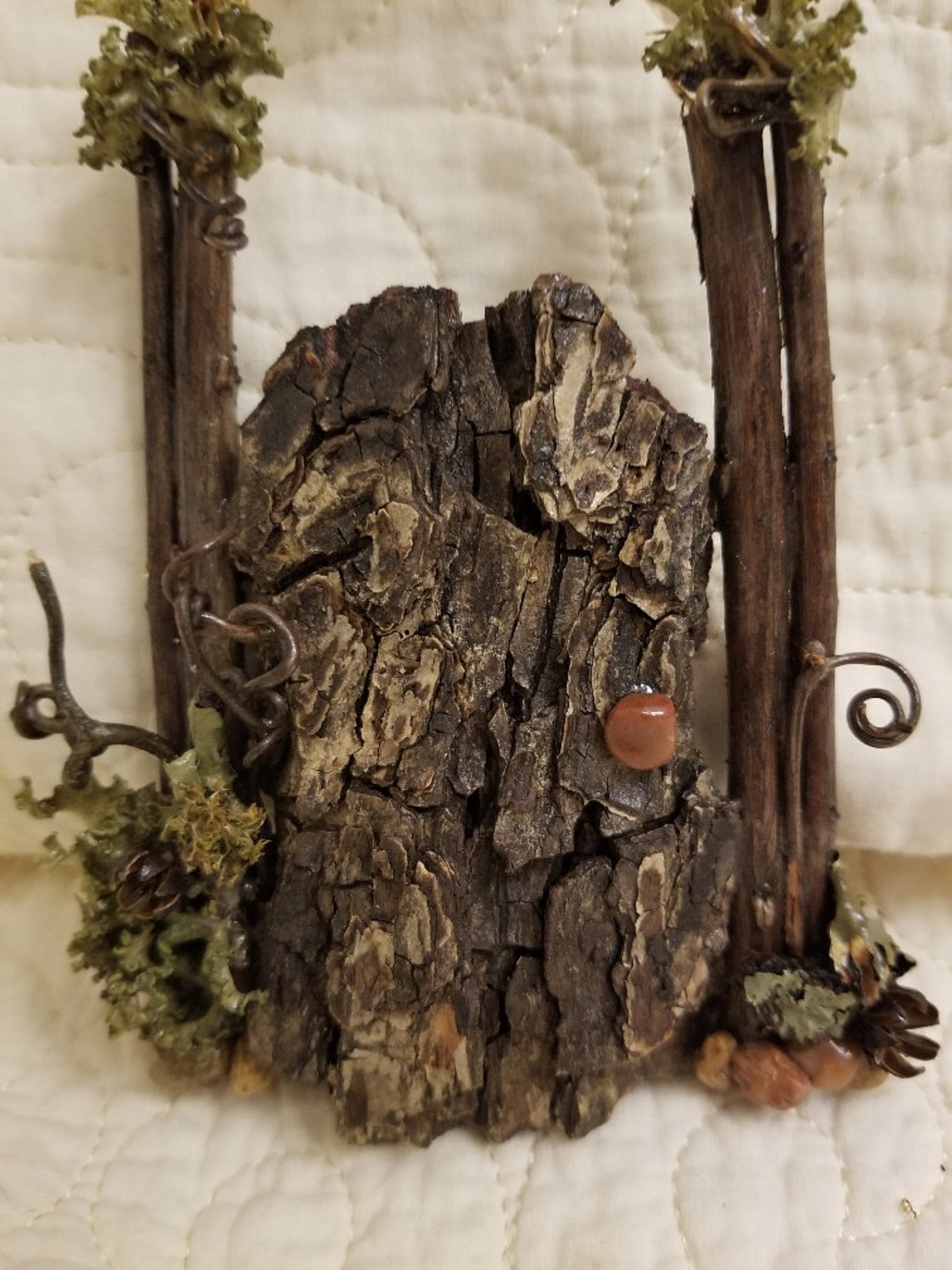 Fairy Garden Gate Handmade Miniature Rustic Natural Pecan Bark Gnome ...