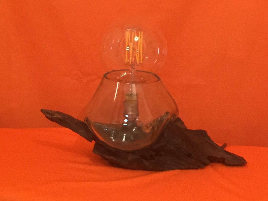 A Driftwood Log With a Moulded Glass Bowl Transformed Into a - Etsy
