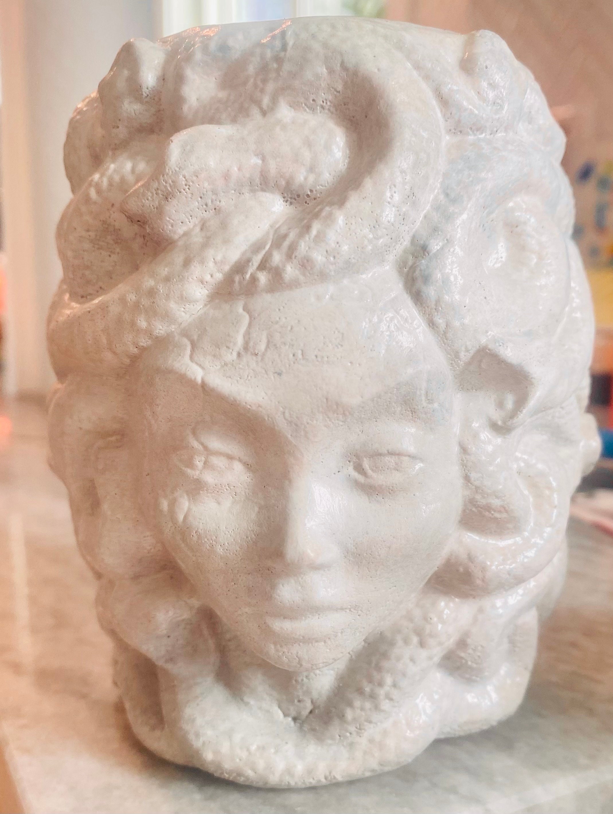 Concrete Medusa 4.5 Inch Flower Pot With Drainage, Mythological ...
