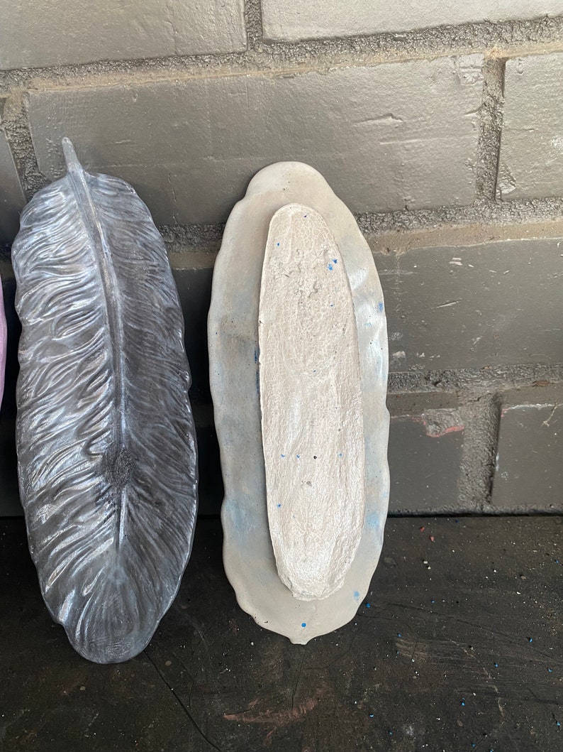 Concrete Feather Tray Dish, 9 Inches X 3 Inches, Jewelry Holder, Sink ...