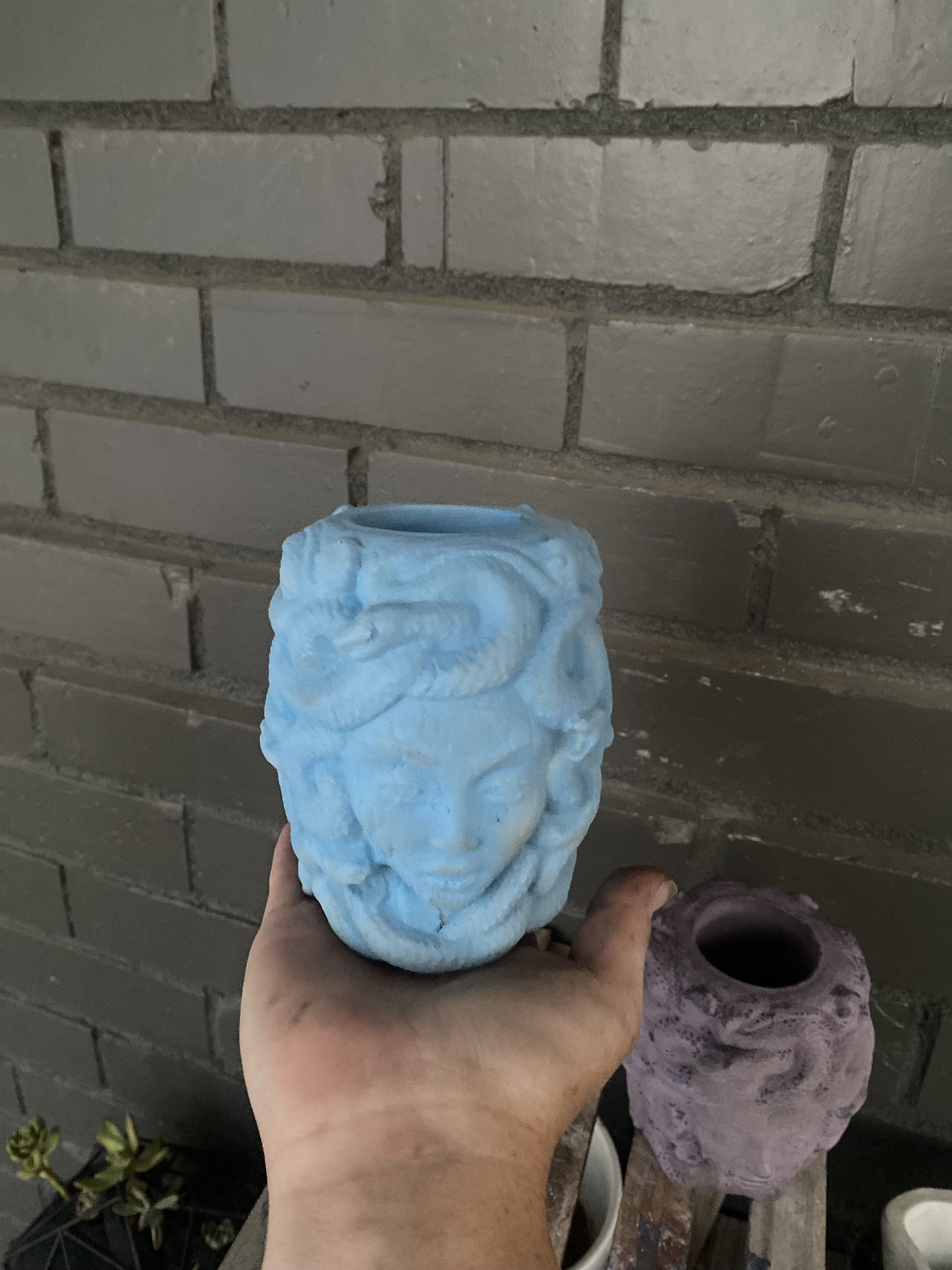 Concrete Medusa 4.5 Inch Flower Pot With Drainage, Mythological ...