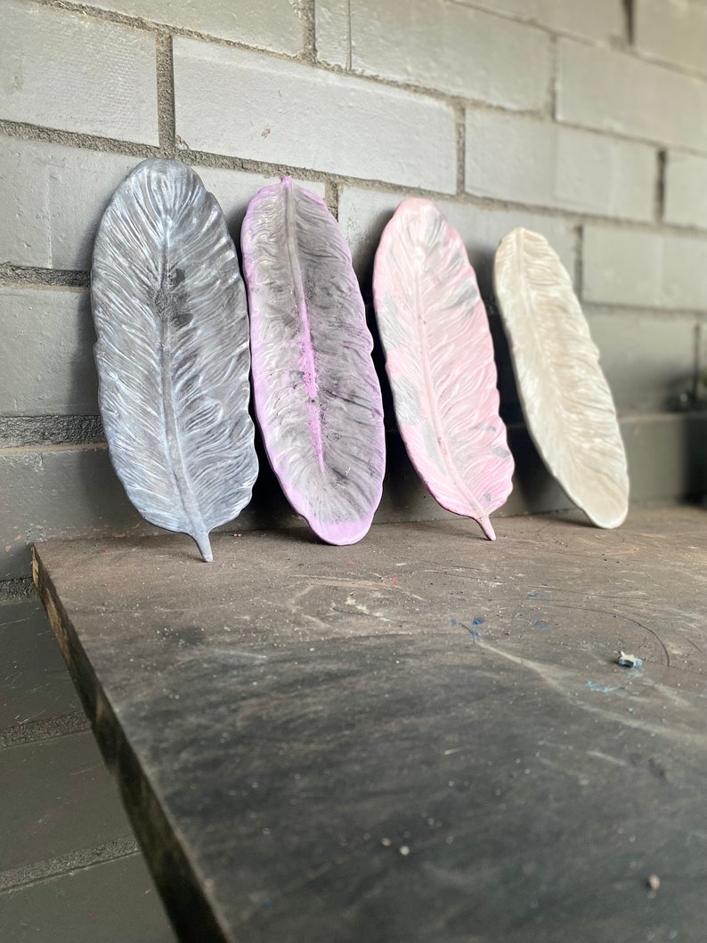 Concrete Feather Tray Dish, 9 Inches X 3 Inches, Jewelry Holder, Sink ...