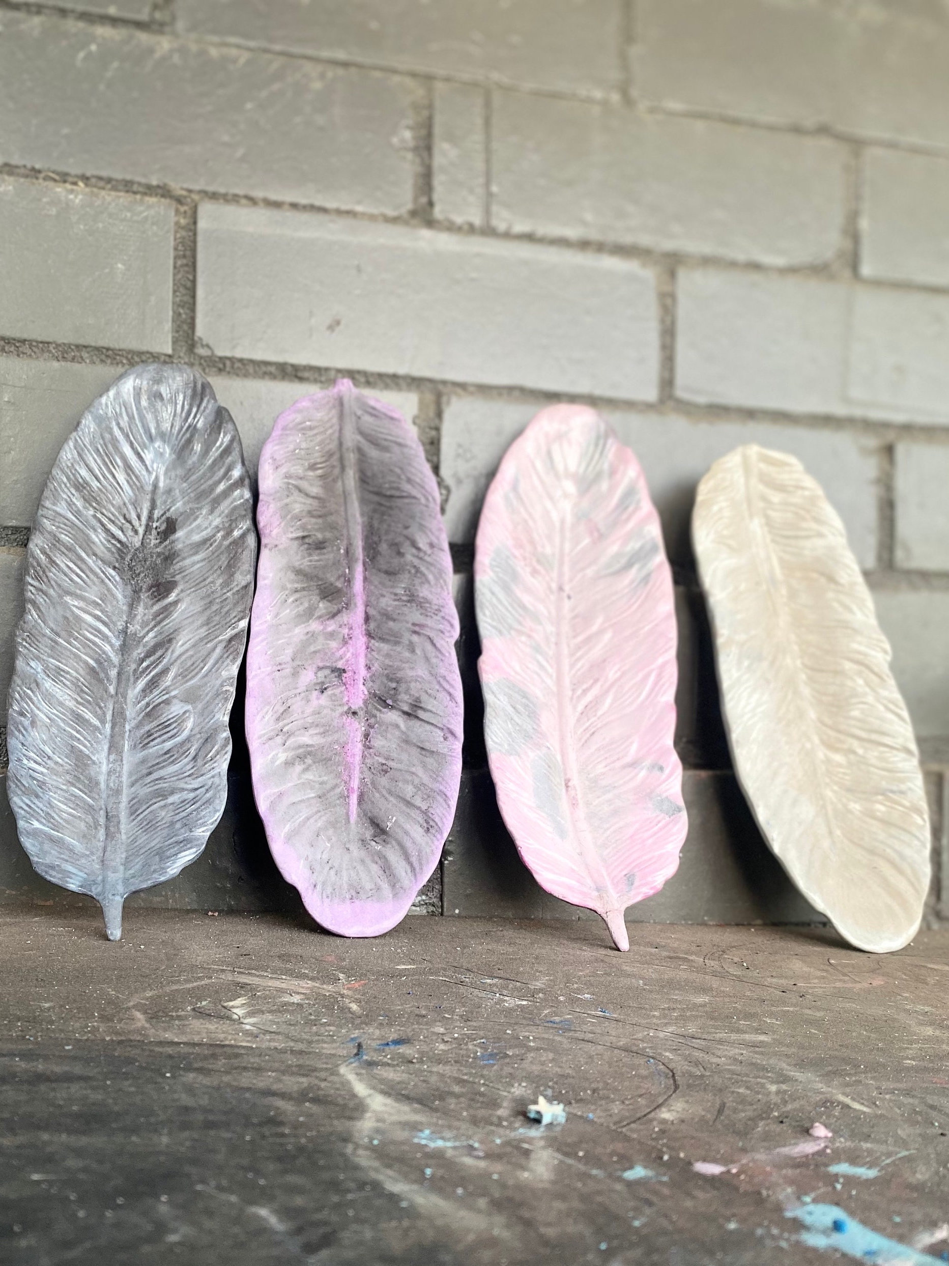Concrete Feather Tray Dish, 9 Inches X 3 Inches, Jewelry Holder, Sink ...