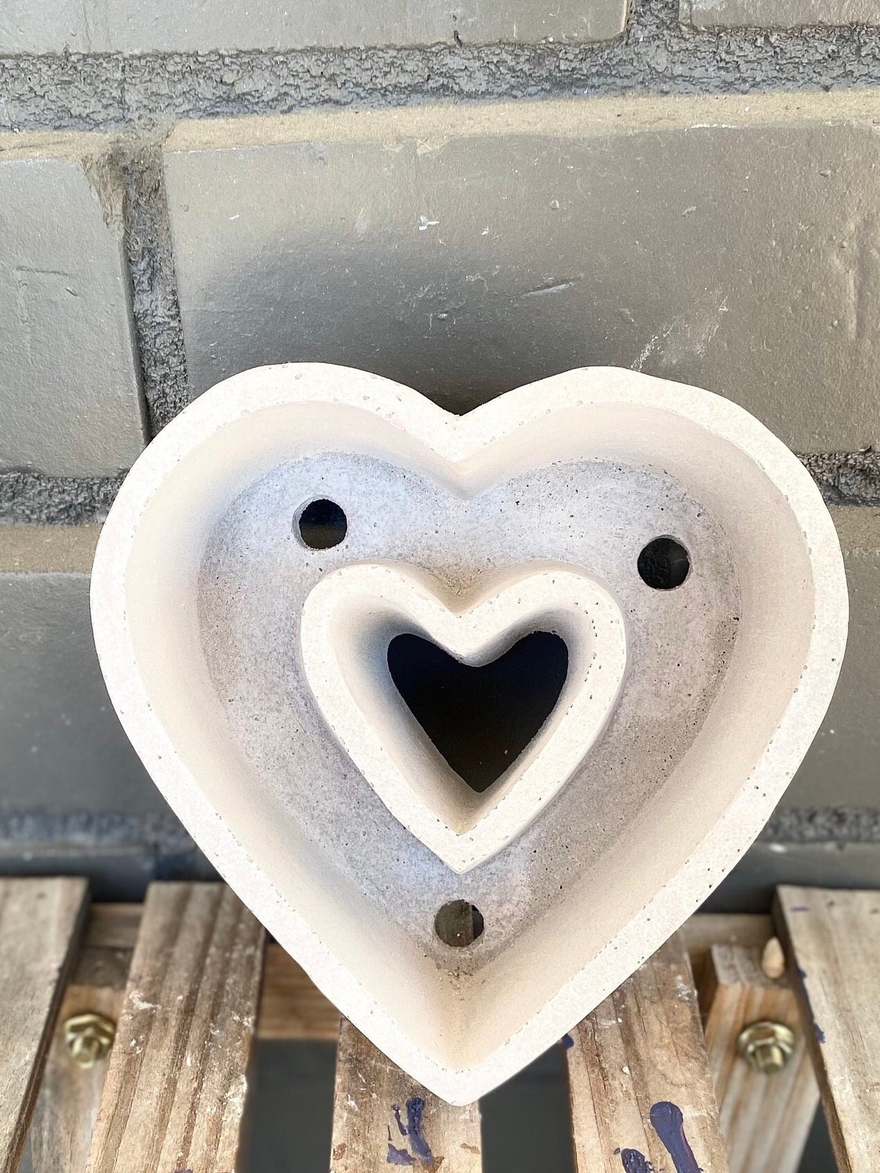 3D Concrete Cement Heart 2 X 5.5 Planter for Succulents/flowers/herbs ...