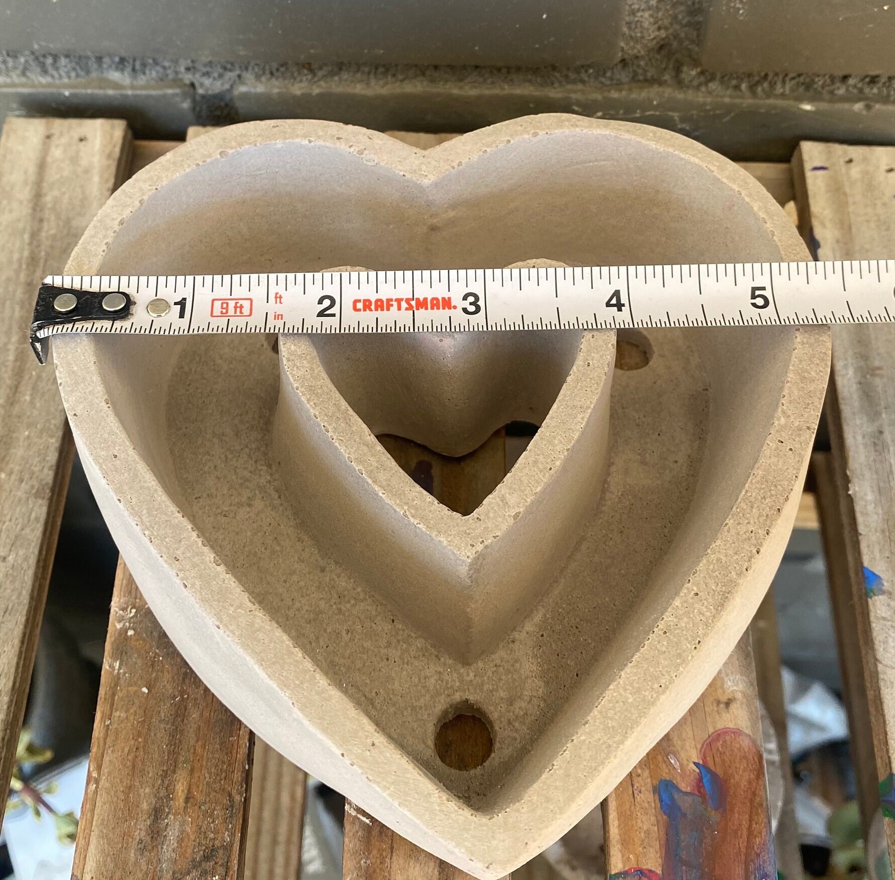 3D Concrete Cement Heart 2 X 5.5 Planter for Succulents/flowers/herbs ...