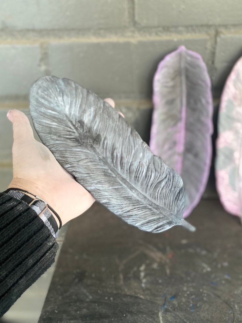 Concrete Feather Tray Dish, 9 Inches X 3 Inches, Jewelry Holder, Sink ...