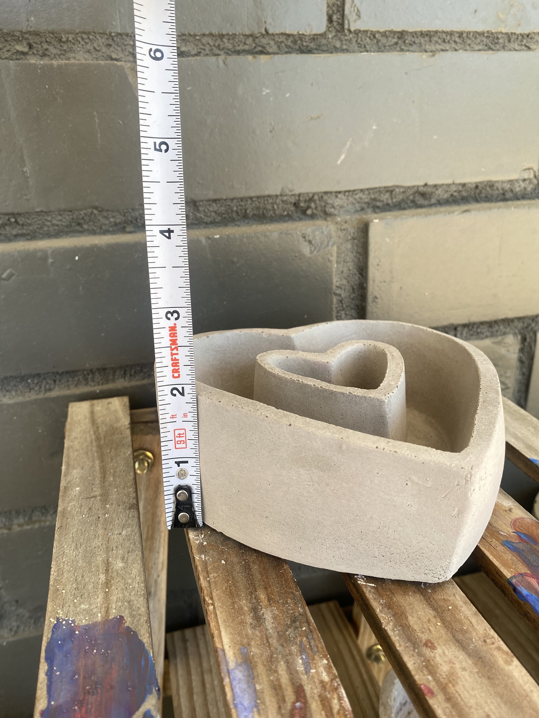 3D Concrete Cement Heart 2 X 5.5 Planter for Succulents/flowers/herbs ...