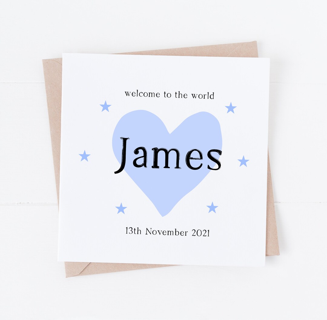 Personalised Baby Boy Card - Cute Card for New Baby Boy - Welcome ...