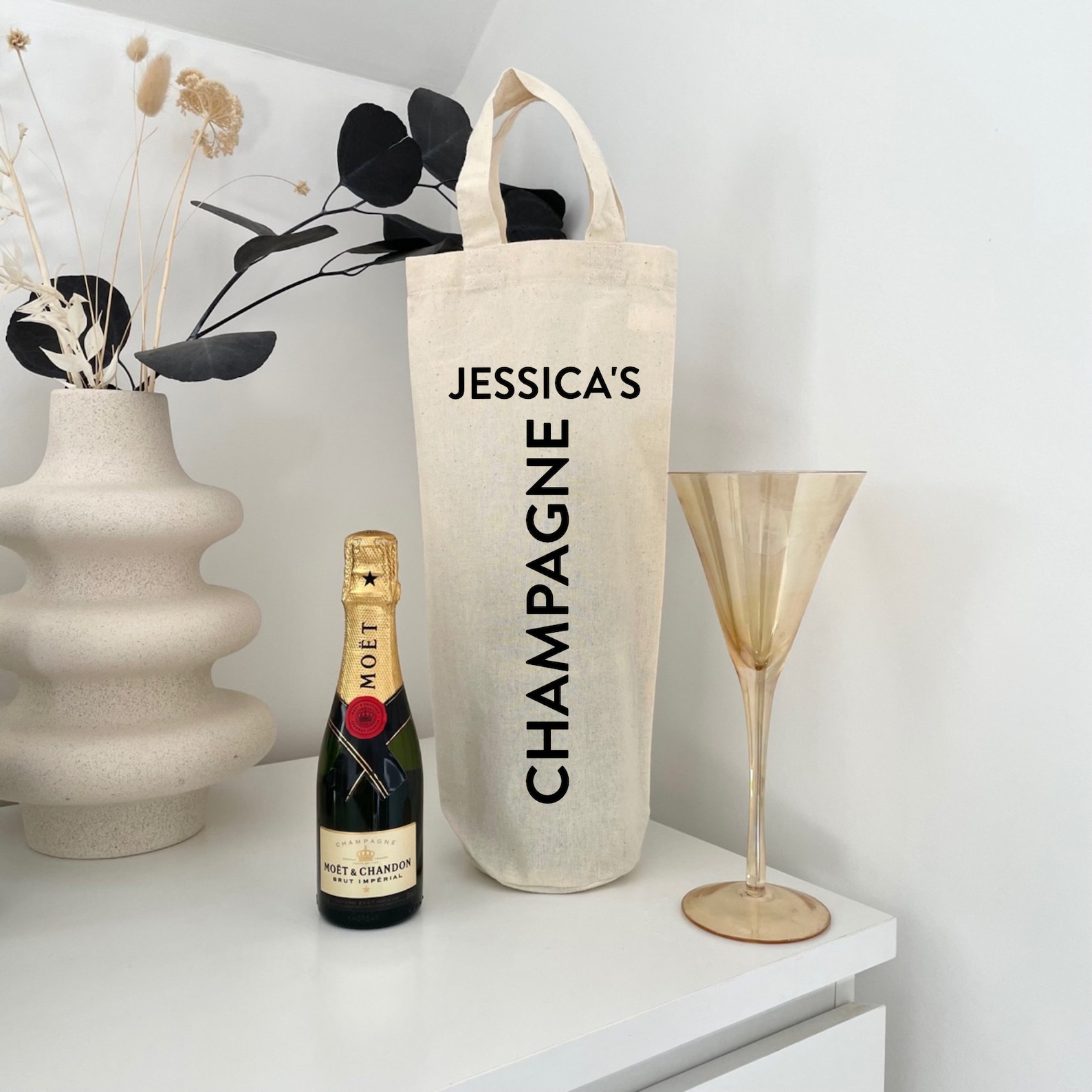 Personalised Champagne Bottle Bag - Gift for Champagne Lover ...