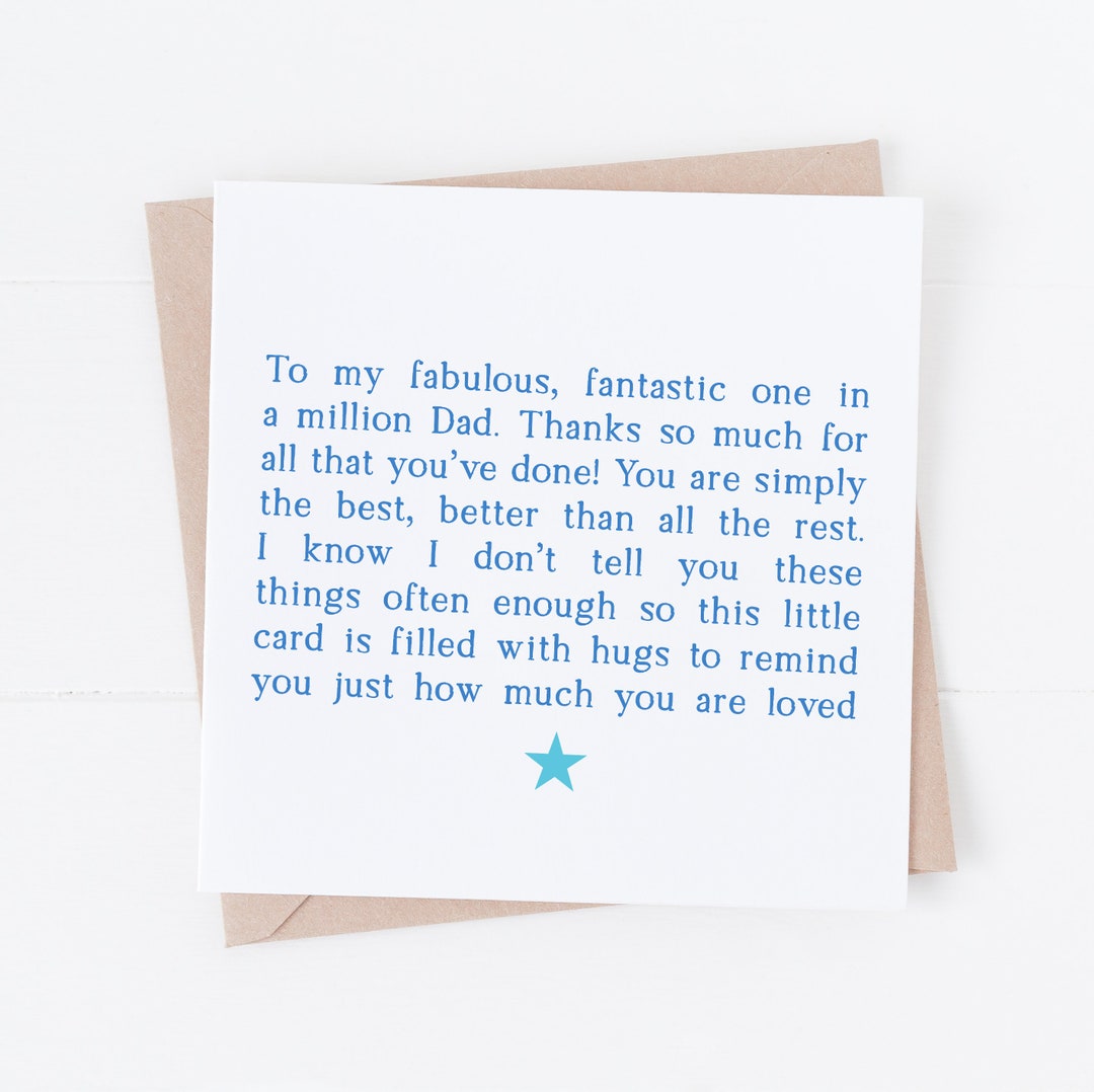 Dad Poem Card -father's Day Card - Birthday Card for Dad - Thank You ...
