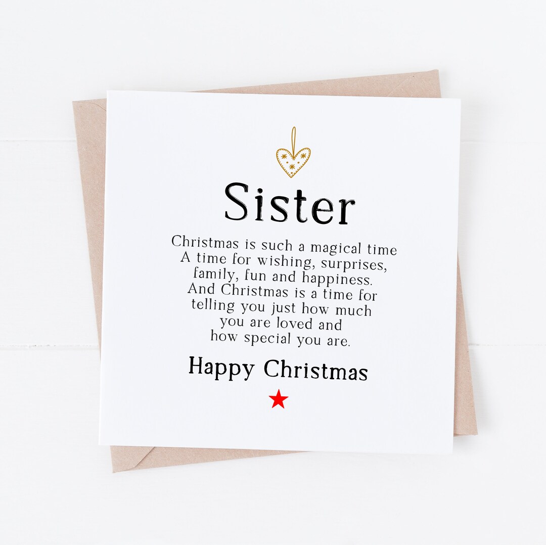 Sister Christmas Card Christmas Card for Sister Christmas Card for ...