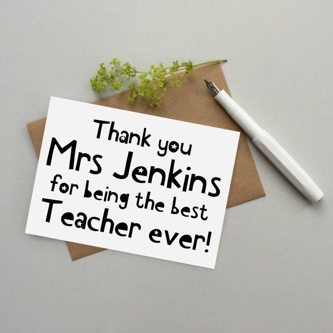 Teacher Card Thank You Teacher Card Personalised Teacher Card Best ...