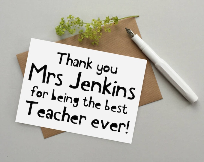 Personalised Teacher Card, Leaving School Card, End of School Card ...
