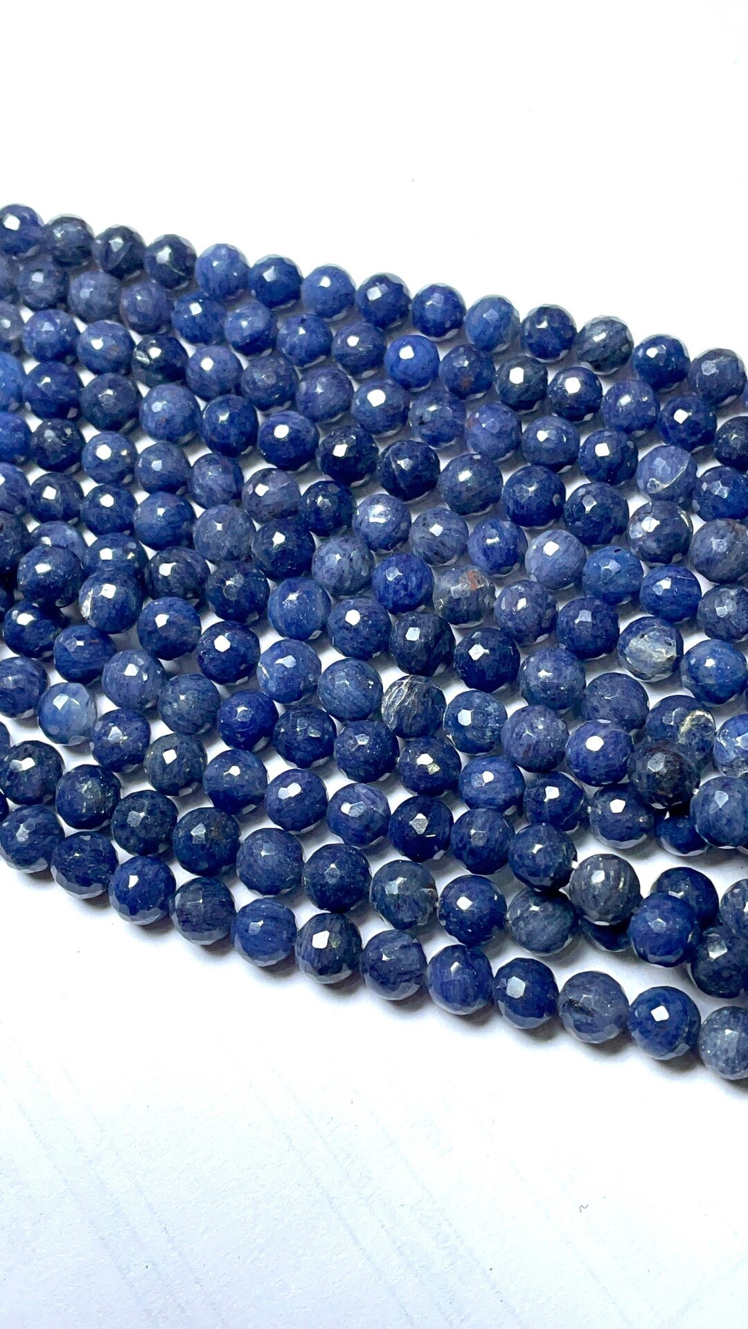 Amazing Looking Natural Blue Jade Round Faceted Beads Strand 7-7.5 Mm ...