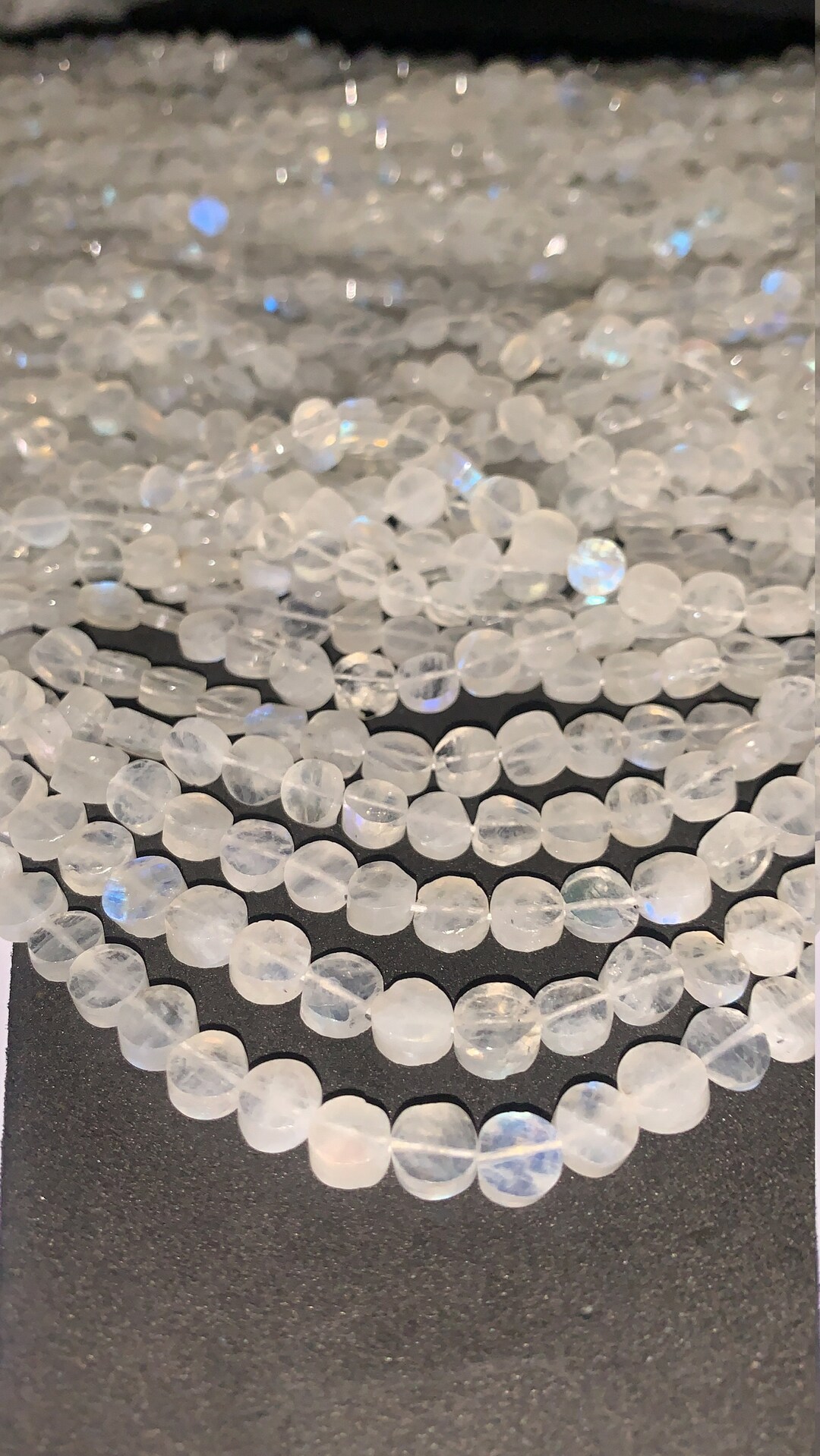Natural Rainbow Moonstone Coin Faceted Beads Strand ,supper Flashy, 5-6 ...