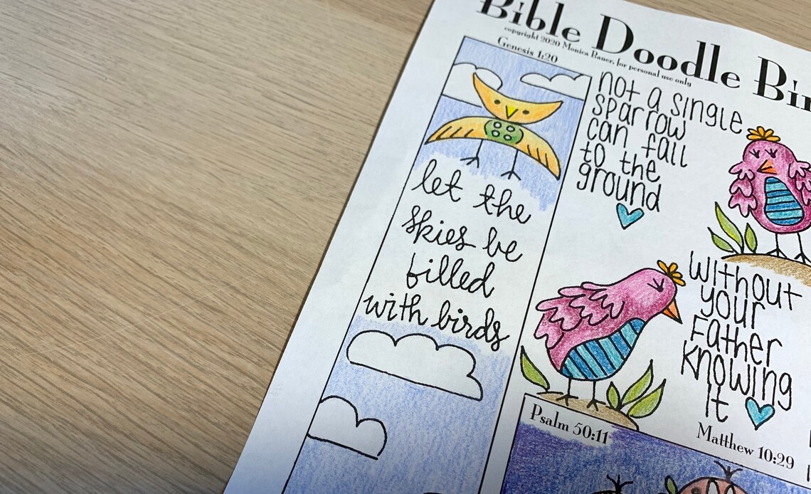 Bible Doodle Birds Journaling Margin Art & Tip-in, Printable and ...