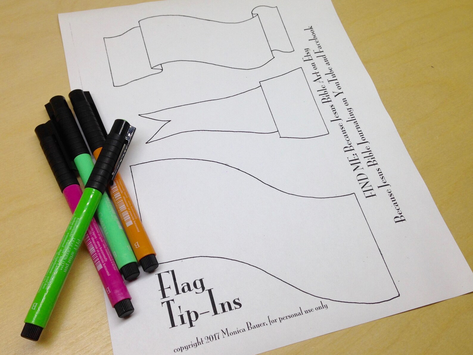 Flags and Banners Bible Art Journaling Tip-ins, Printable and Traceable ...