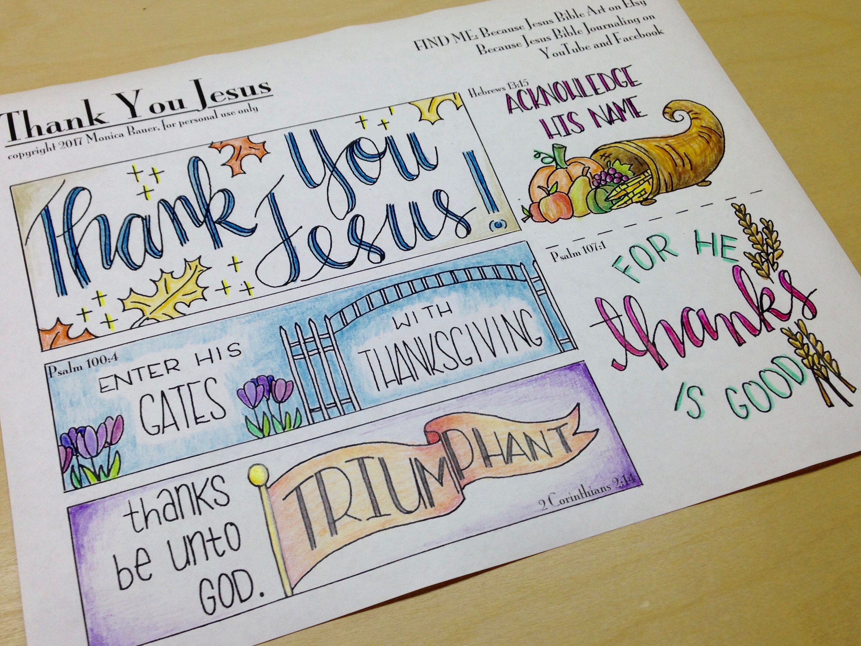 Thank You Jesus Bible Journaling Margin Art & Tip-in, Printable and ...
