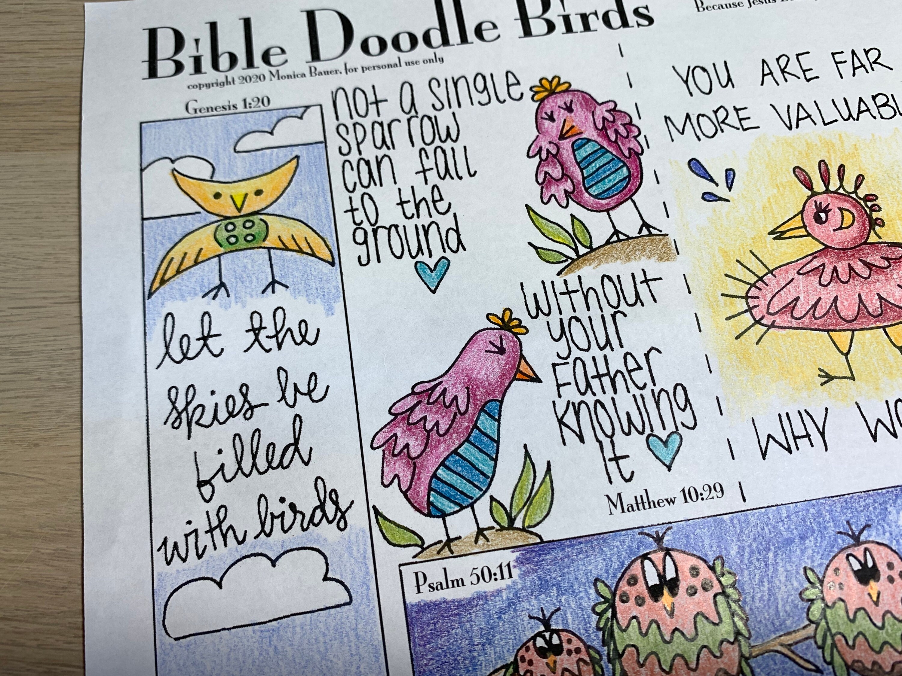 Bible Doodle Birds Journaling Margin Art & Tip-in, Printable and ...
