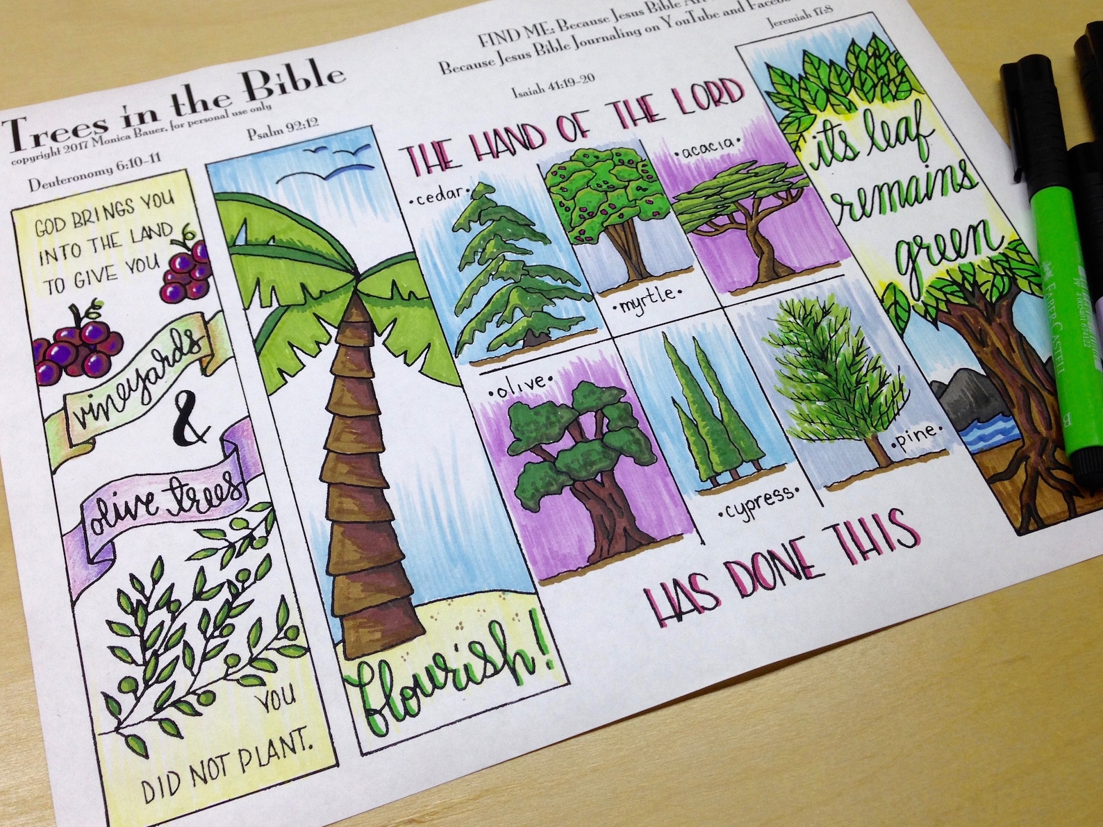 Trees in the Bible, Bible Journaling Margin Art & Tip-in, Printable and ...