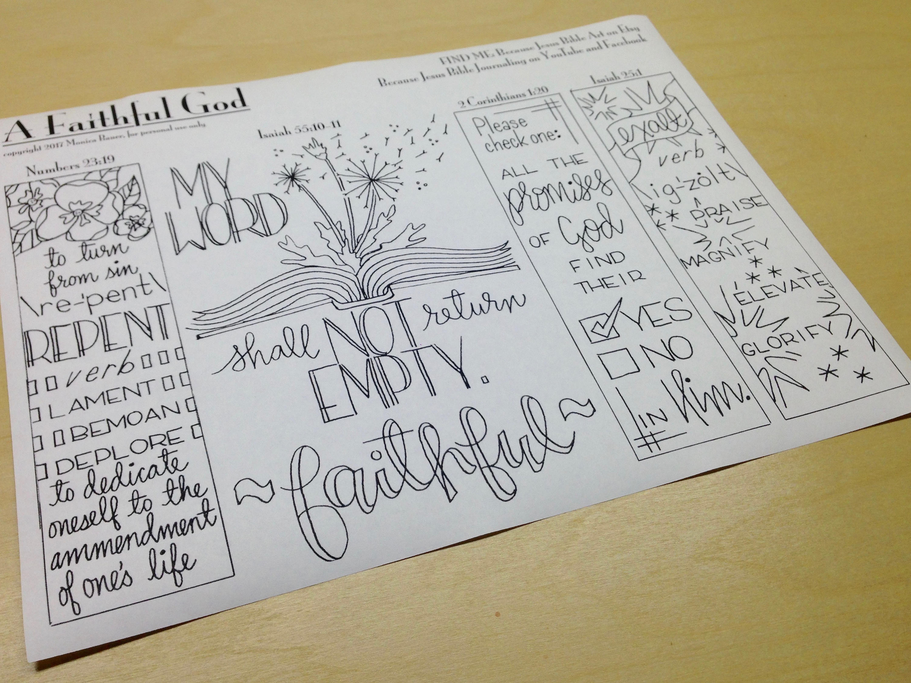 A Faithful God Bible Journaling Margin Art & Tip-in, Printable and ...