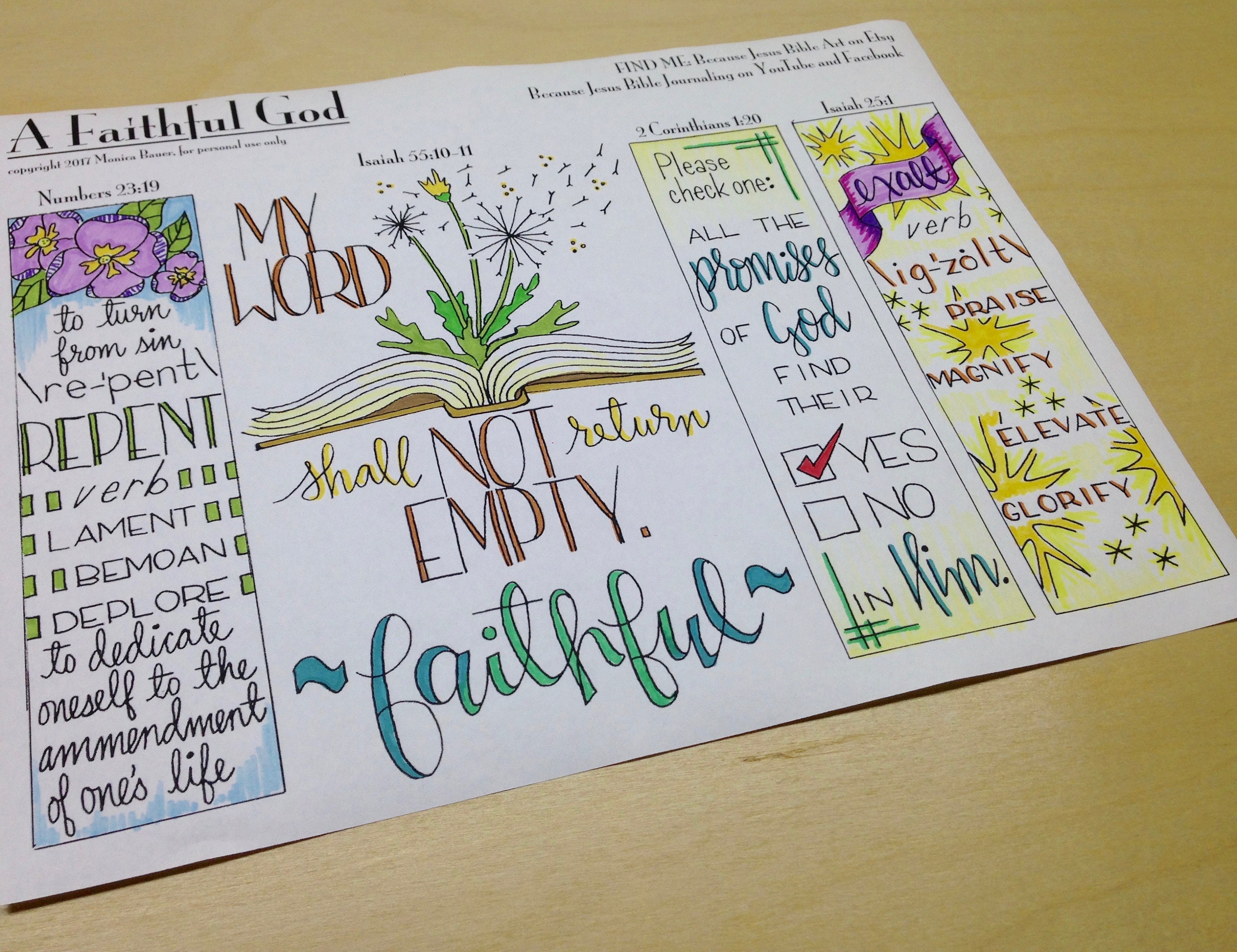 A Faithful God Bible Journaling Margin Art & Tip-in, Printable and ...