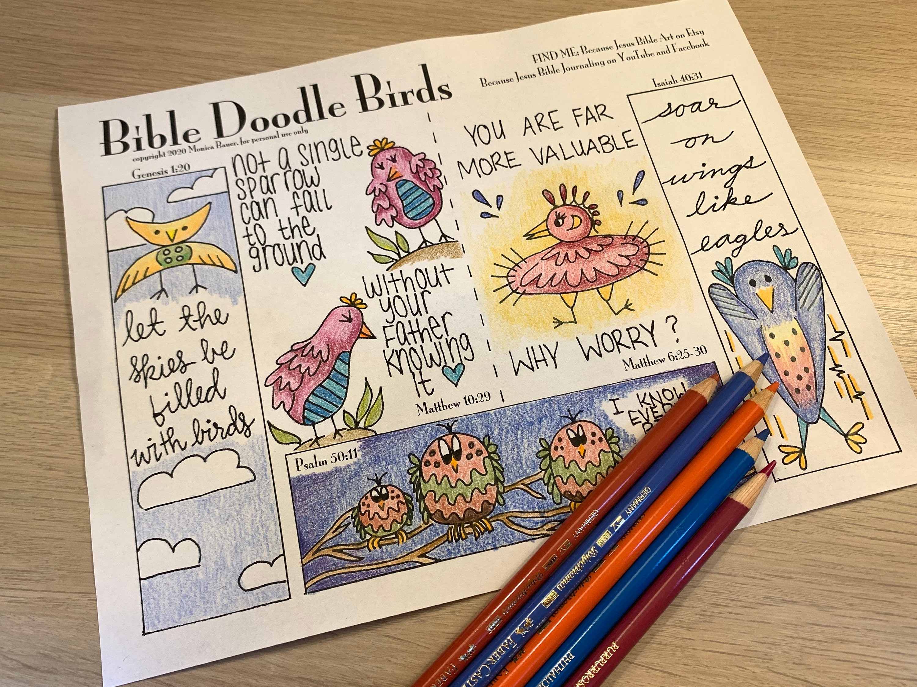 Bible Doodle Birds Journaling Margin Art & Tip-in, Printable and ...