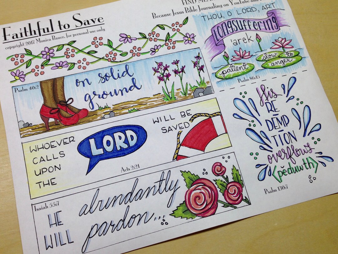 Faithful to Save Bible Journaling Margin Art & Tip-in, Printable and ...
