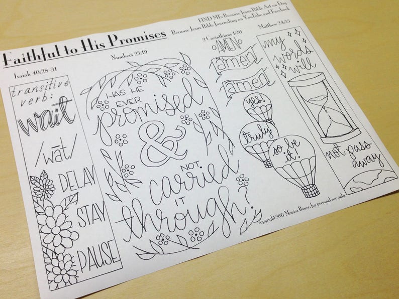 Faithful to His Promises Bible Journaling Margin Art & Tip-in | Etsy