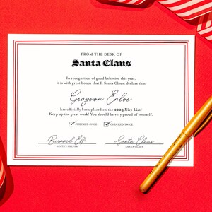 Santa's Nice List Certificate Customizable Nice List Official Nice List ...