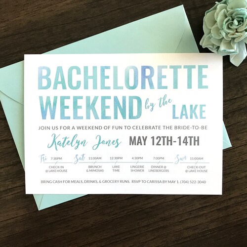 Camping Bachelorette Invitation // Weekend at the Lake // - Etsy