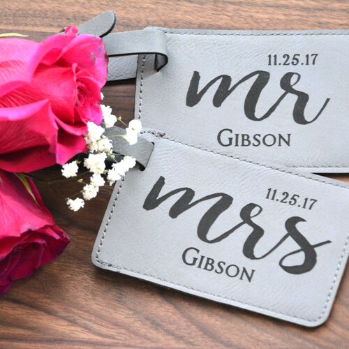Mr and Mrs Luggage Tags Bride and Groom Tags Honeymoon - Etsy