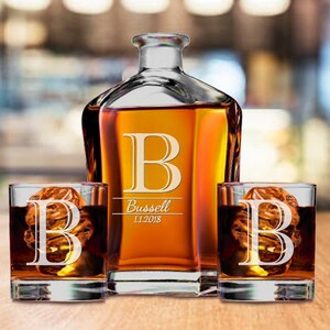 Whiskey Decanter Set, Monogram Decanter, Wedding Anniversary Gift ...