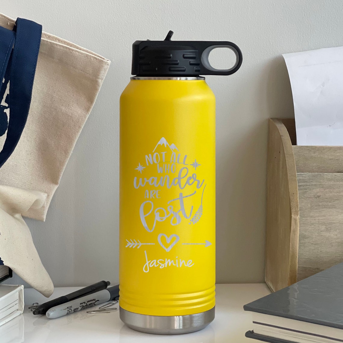 Personalized Water Bottle Yoga Workout Bottle 32oz Double - Etsy