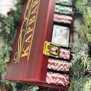 Custom Engraved Poker Chip Set, Wood Box Poker Set, Personalized Poker ...