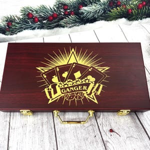 Custom Engraved Poker Chip Set, Wood Box Poker Set, Personalized Poker ...