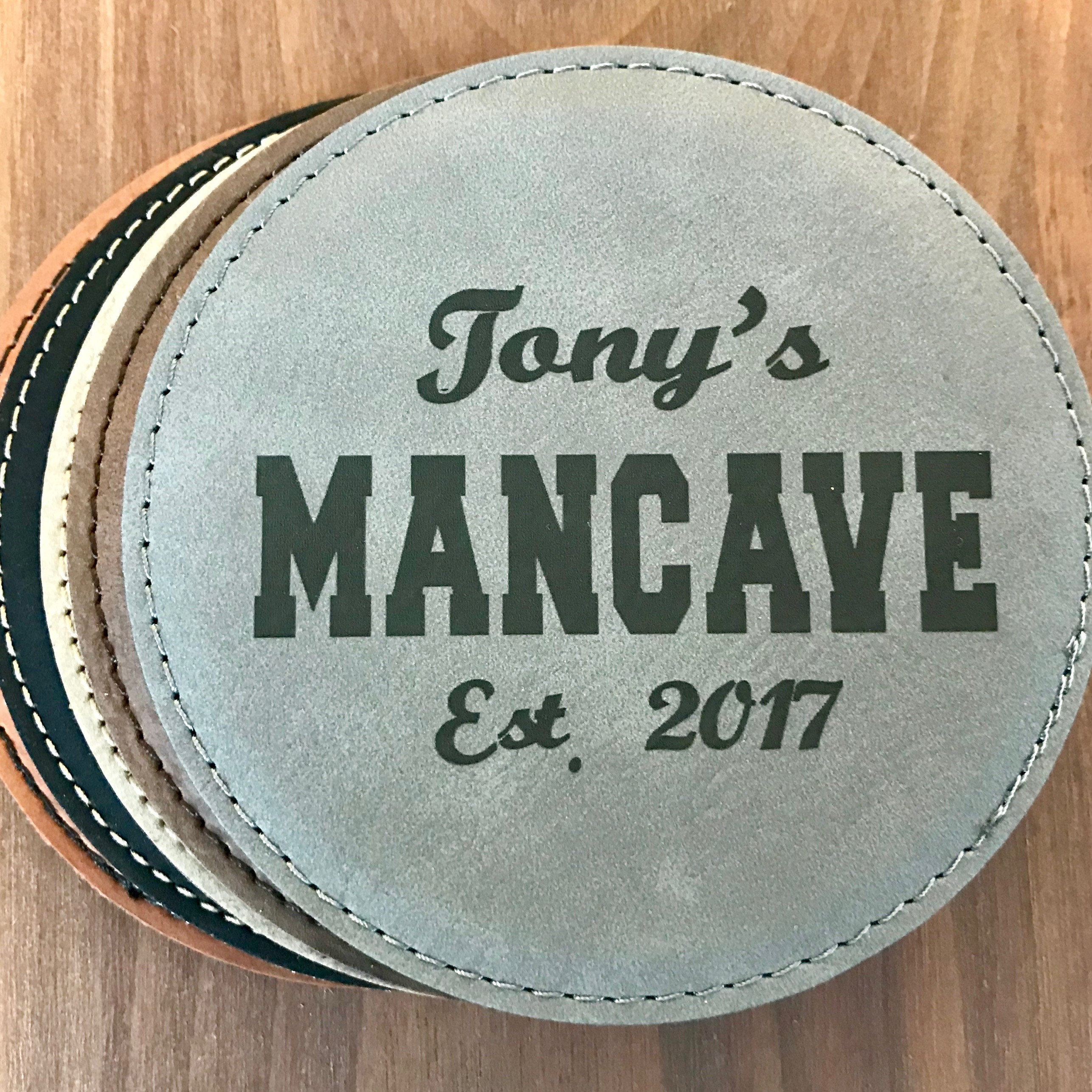 Personalized Engraved Leather Coasters, Customized Home Bar Drink ...