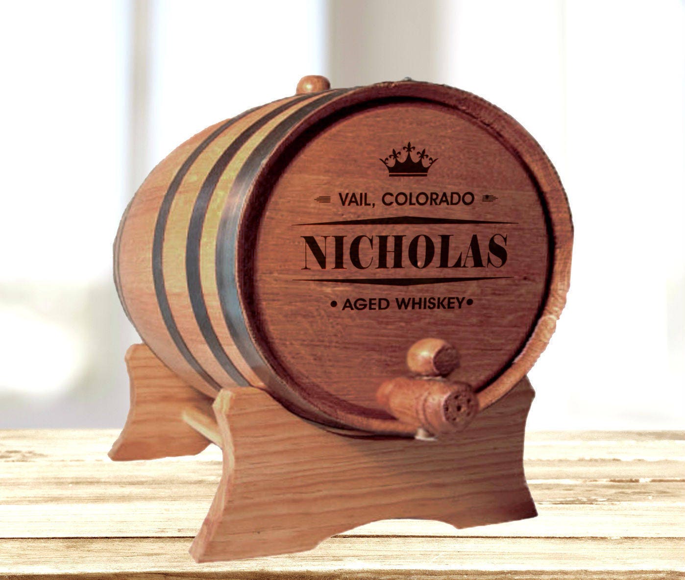 Engraved Oak Wood Barrel Valentines Gift Customized | Etsy